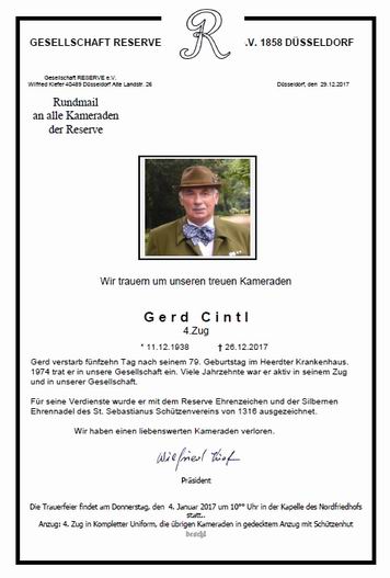 Aktuelles - Gesellschaft Reserve e.V. 1858 - IV. Zug